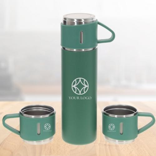 Custom Green Flask Set with Logo Printing – Corporate Gift 2025