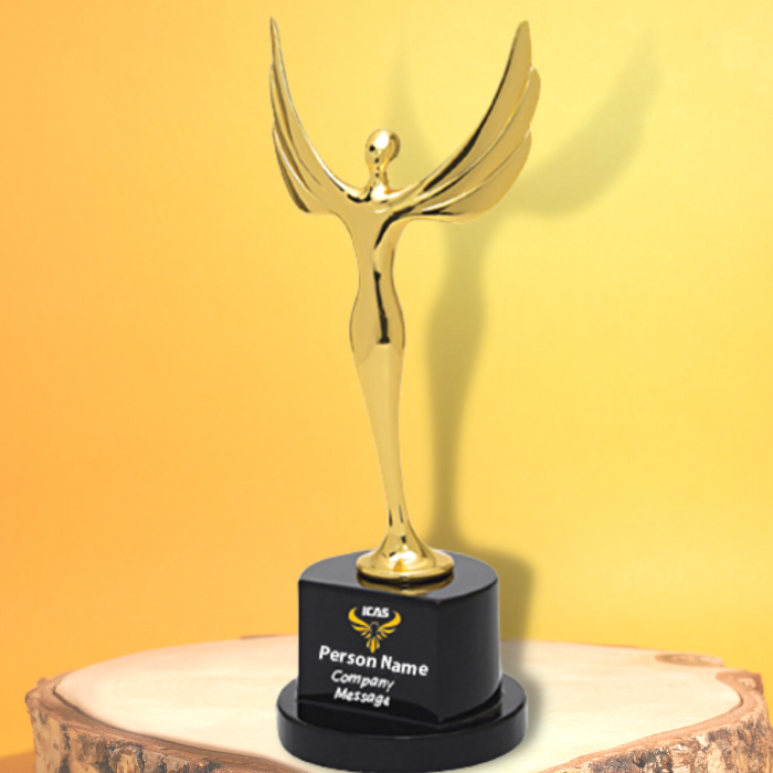 Customized Oscar Wings Trophy – Personalized Gold Recognition Award