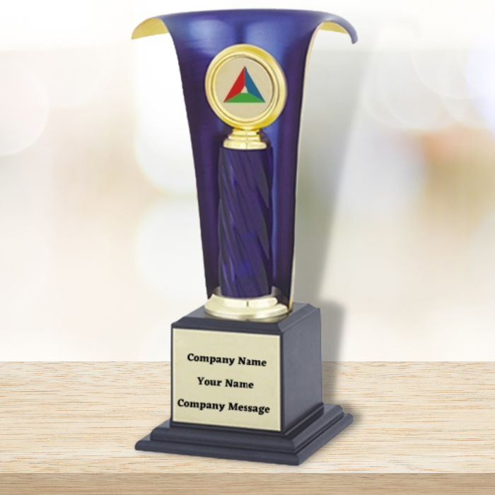 Excellence Award Trophy – Customizable Gold & Blue Corporate Trophy