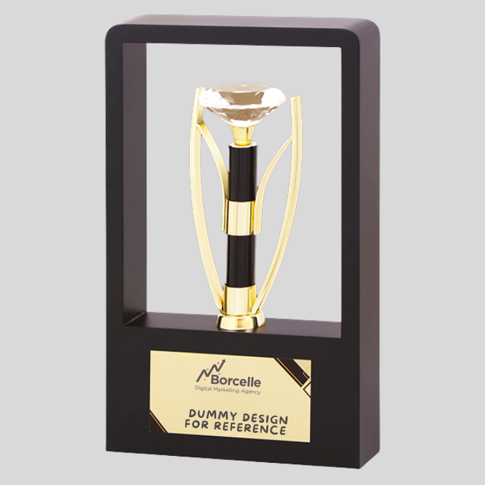 Customized Framed Crystal Trophy | Employee Excellence Award 15.5 Inch