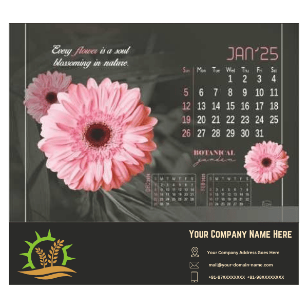 Customized Botanical Flower Garden Table Calendar 2026 | Floral Design ...