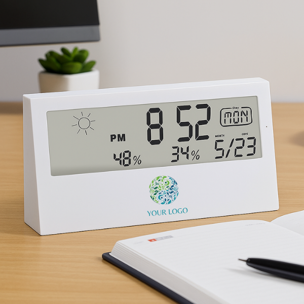 Customized See-Thru Digital Clock with Temperature & Humidity Display