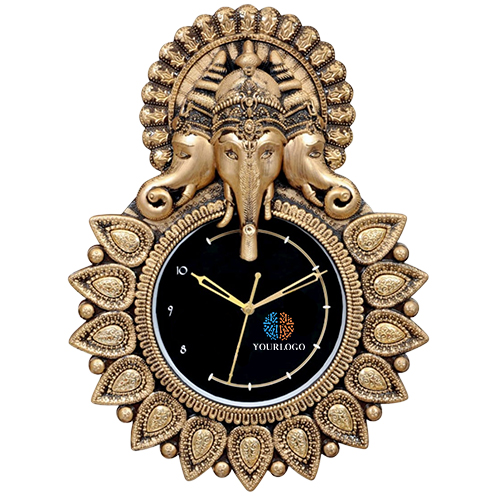 Shop Custom Lord Ganesha Wall Clock | Buy Golden Clocks