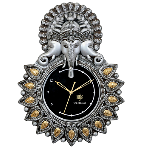 Shop Custom Lord Ganesha Silver Wall Clock | Buy Spiritual Clocks