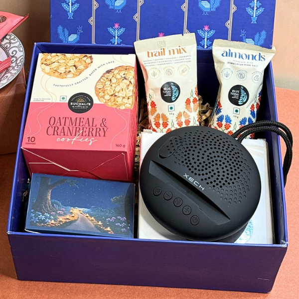 XECH Arc Speaker Gift Box with Cookies, Nuts & Diyas – Corporate Diwali ...