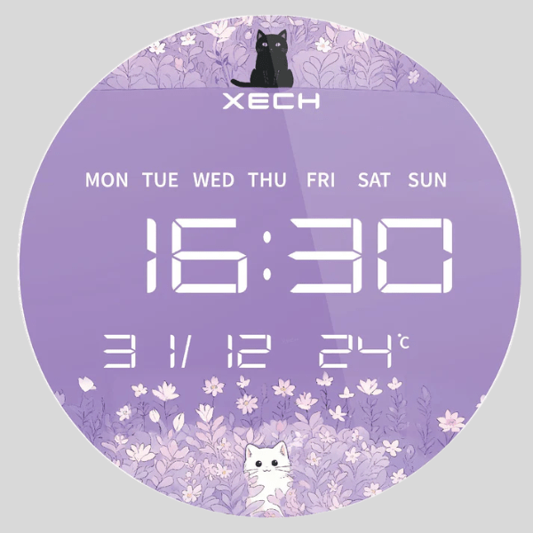 XECH Solaris Plus Kitty Edition | Cute Cat LED Wall Clock